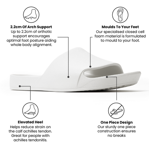Arch Support Slides - Classic - White – Archies Footwear | AU